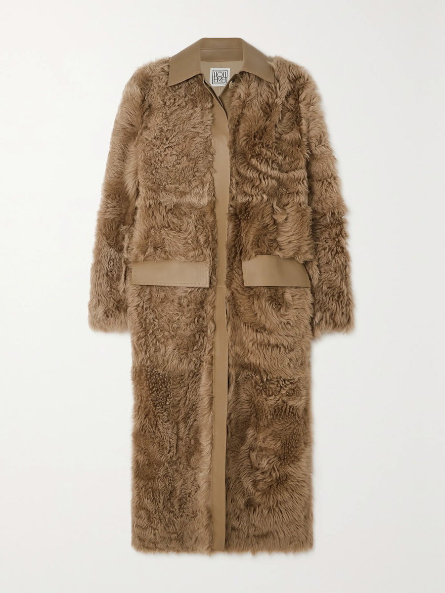 Leather-trimmed shearling coat – Collagerie