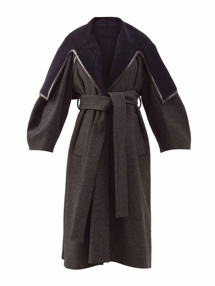 Shearling-cape herringbone wool-blend tweed coat – Collagerie