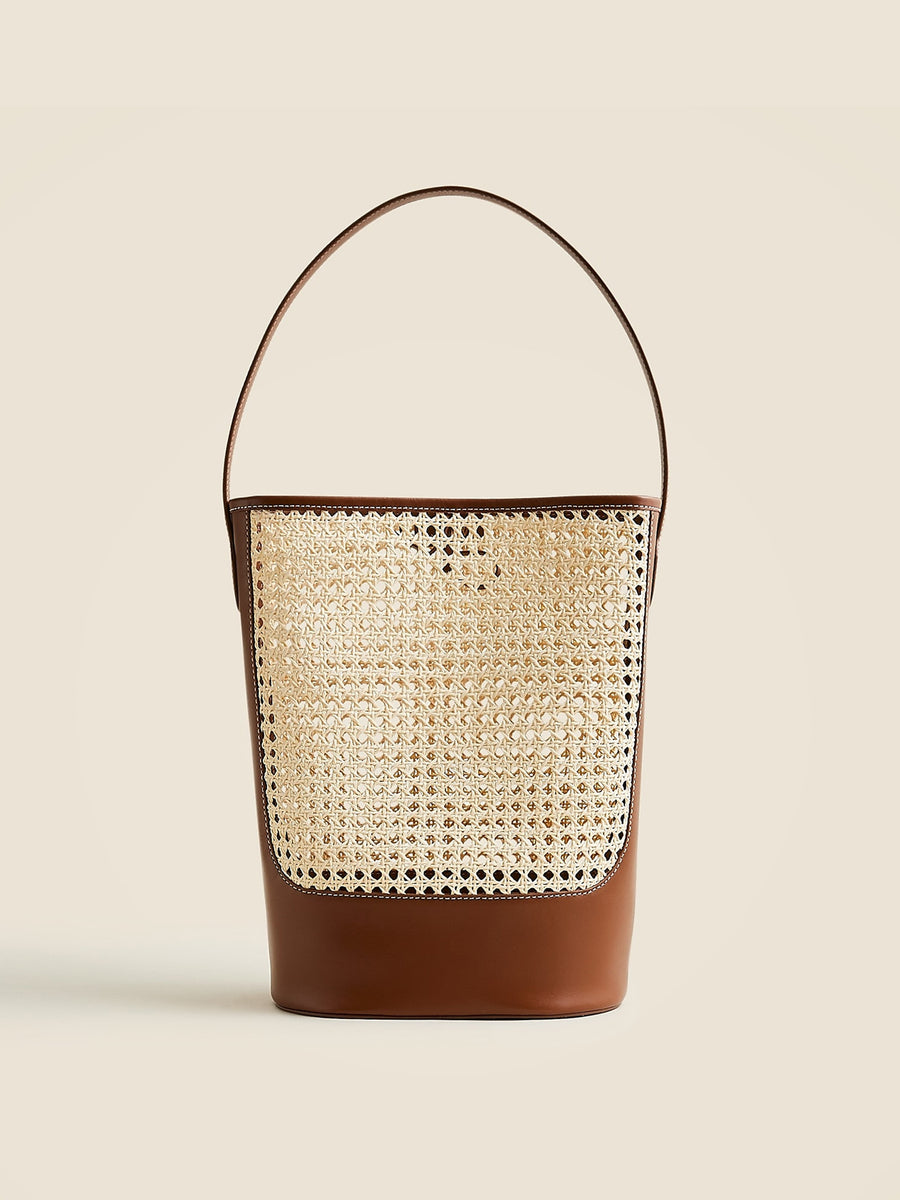 Berkeley bucket bag in faux raffia and leather – Collagerie