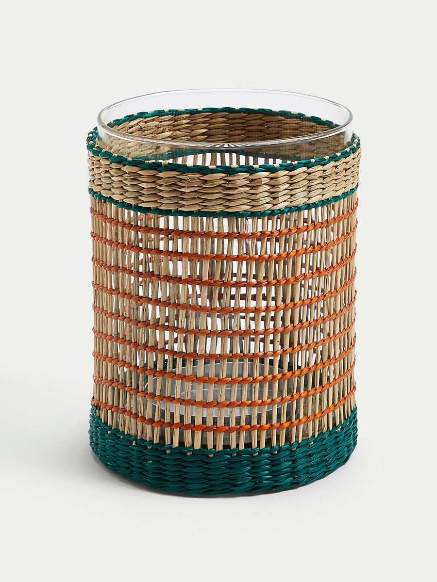 Woven rattan hurricane candle holder – Collagerie