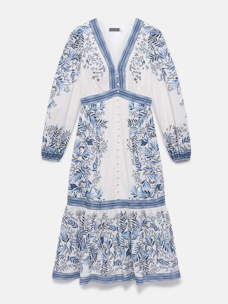 Blue floral print midi dress – Collagerie