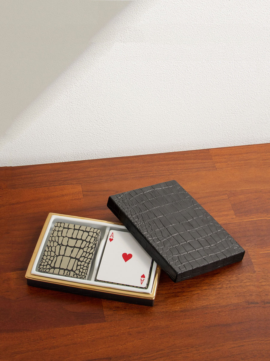 Croc-effect porcelain and gold-plated playing cards set – Collagerie