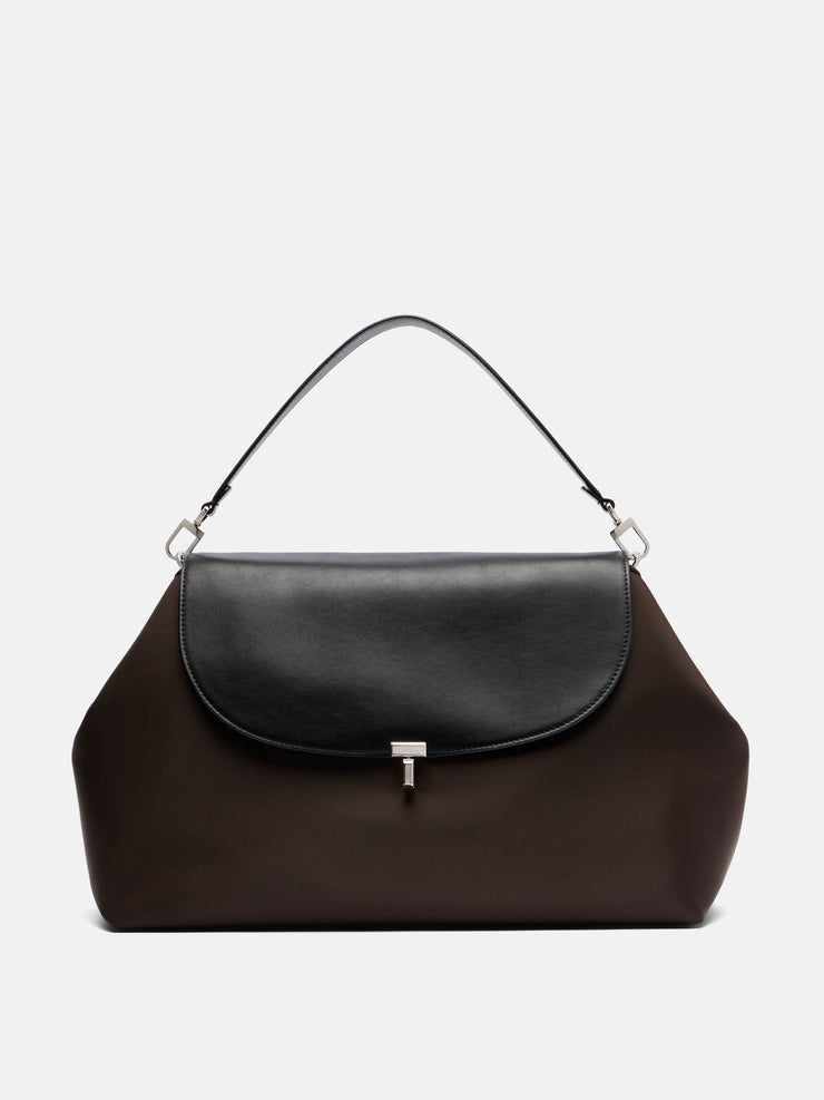 T-Lock Medium leather-trimmed shoulder bag – Collagerie