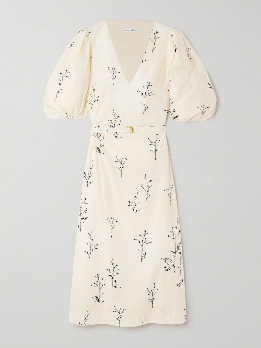 Corrie belted printed cotton-poplin midi dress – Collagerie