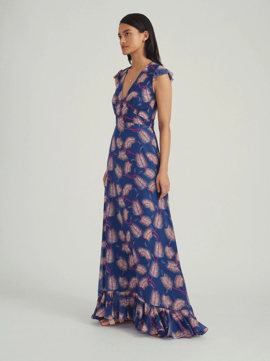 Emma navy quill print dress – Collagerie